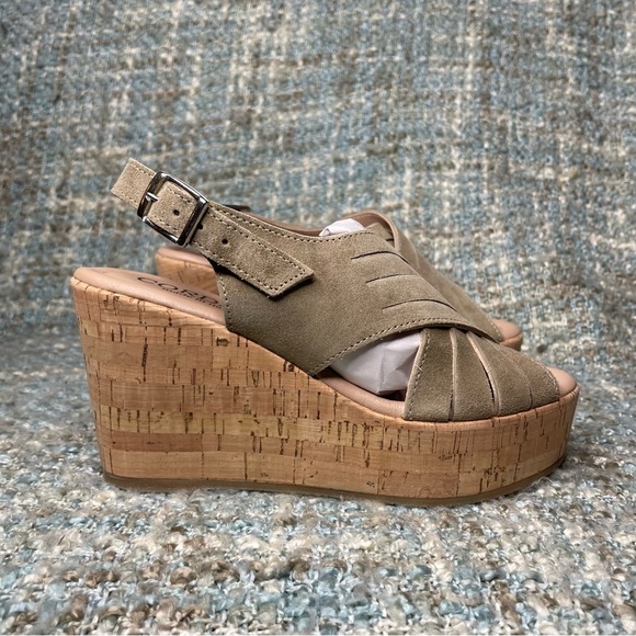 Cordani | Shoes | Cordani Julia Peeptoe Cork Wedge Heeled Sandal In ...